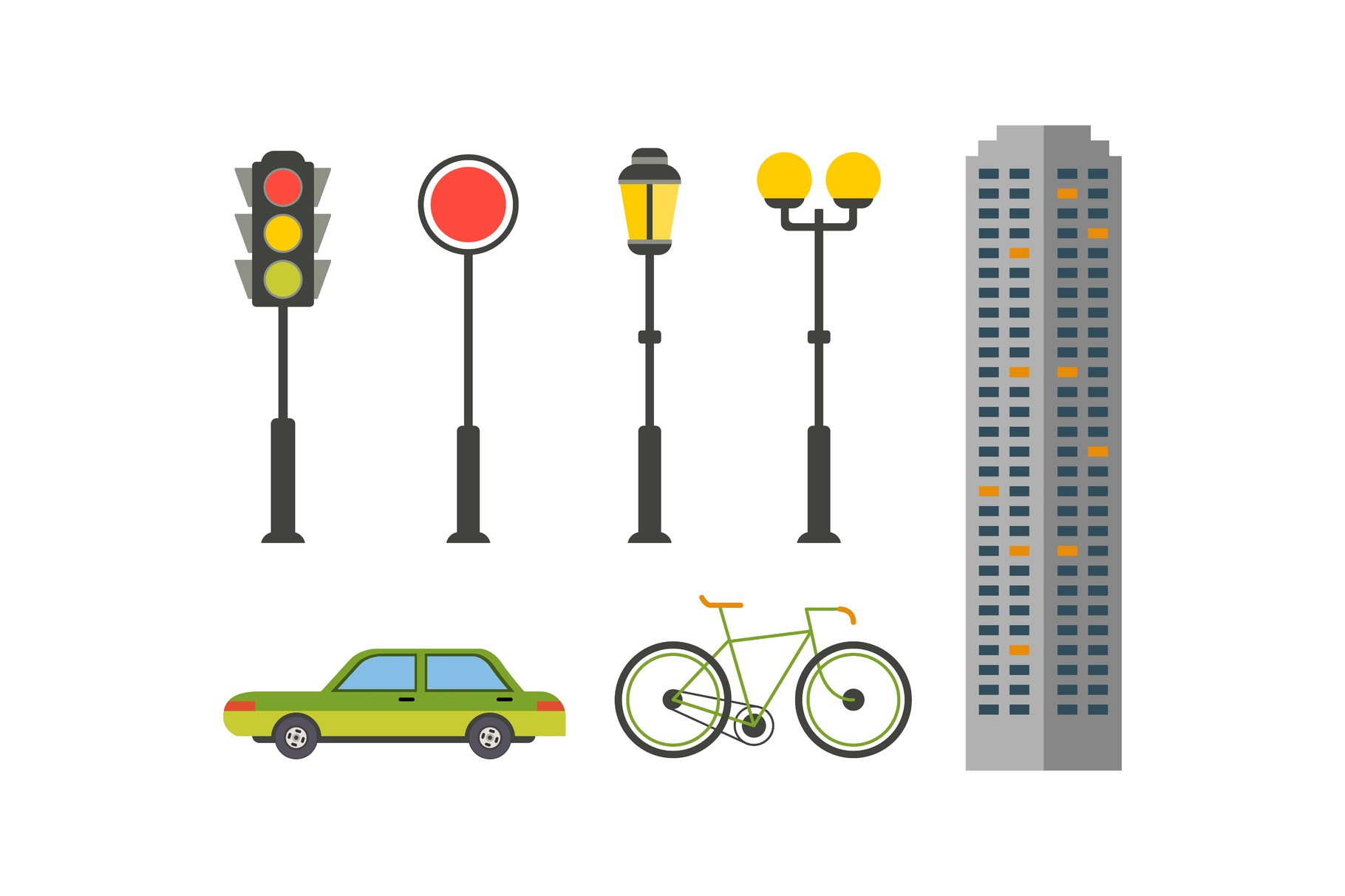 City street elements set, urban, an Object Illustration by TopVectors