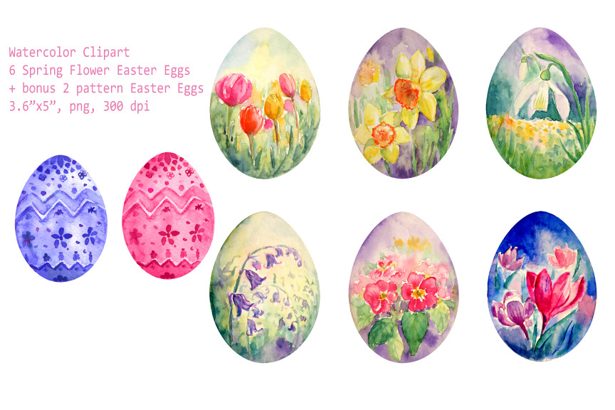 Watercolor Spring Flower Easter Eggs, an Illustration by Corner Croft