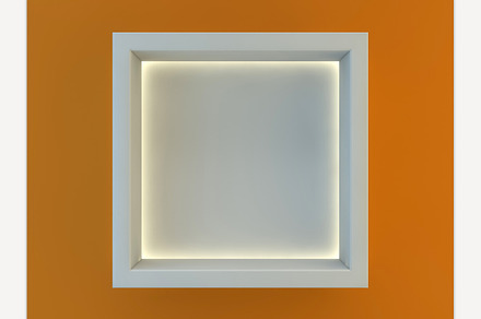 Frame on the wall with light lamps., a Household Mockup by 3D Graphics Shop