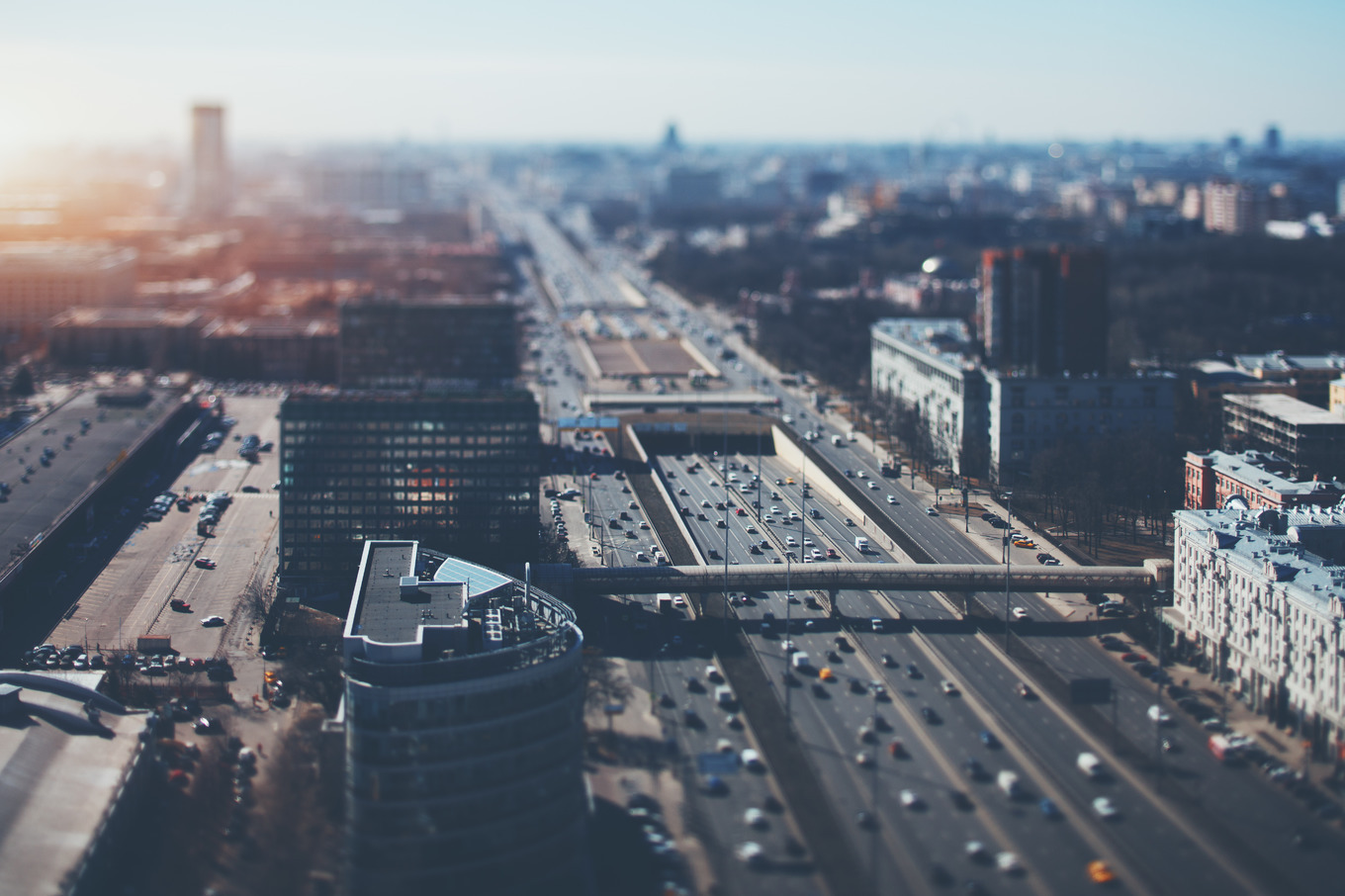 Tilt-shift view of highway, a Transportation Photo by SkyNext