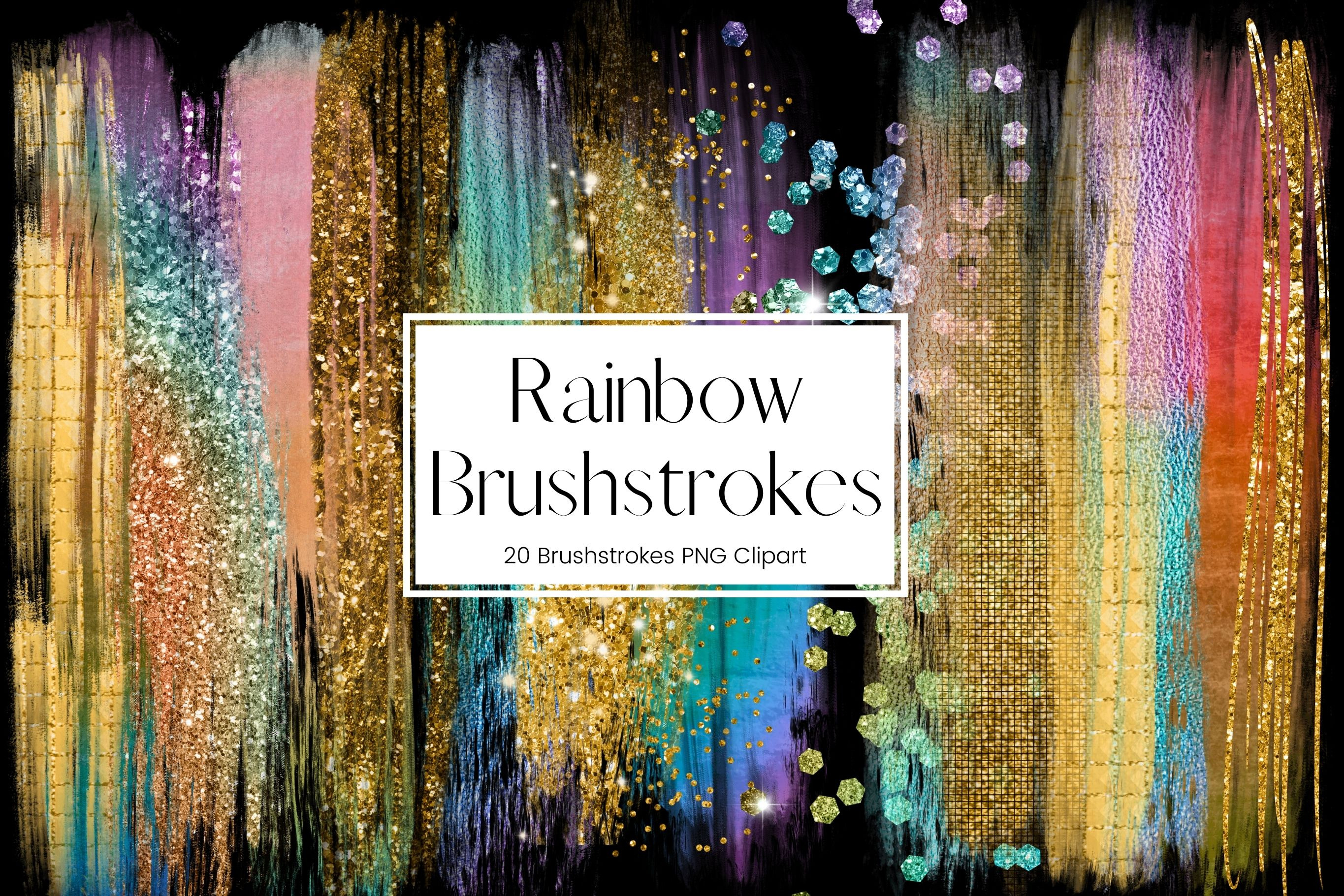 Gold and Rainbow Glitter Paint, an Illustration by Pixafied