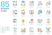 85 Business Color Line Icons, an Outline Icon by Flat Icons