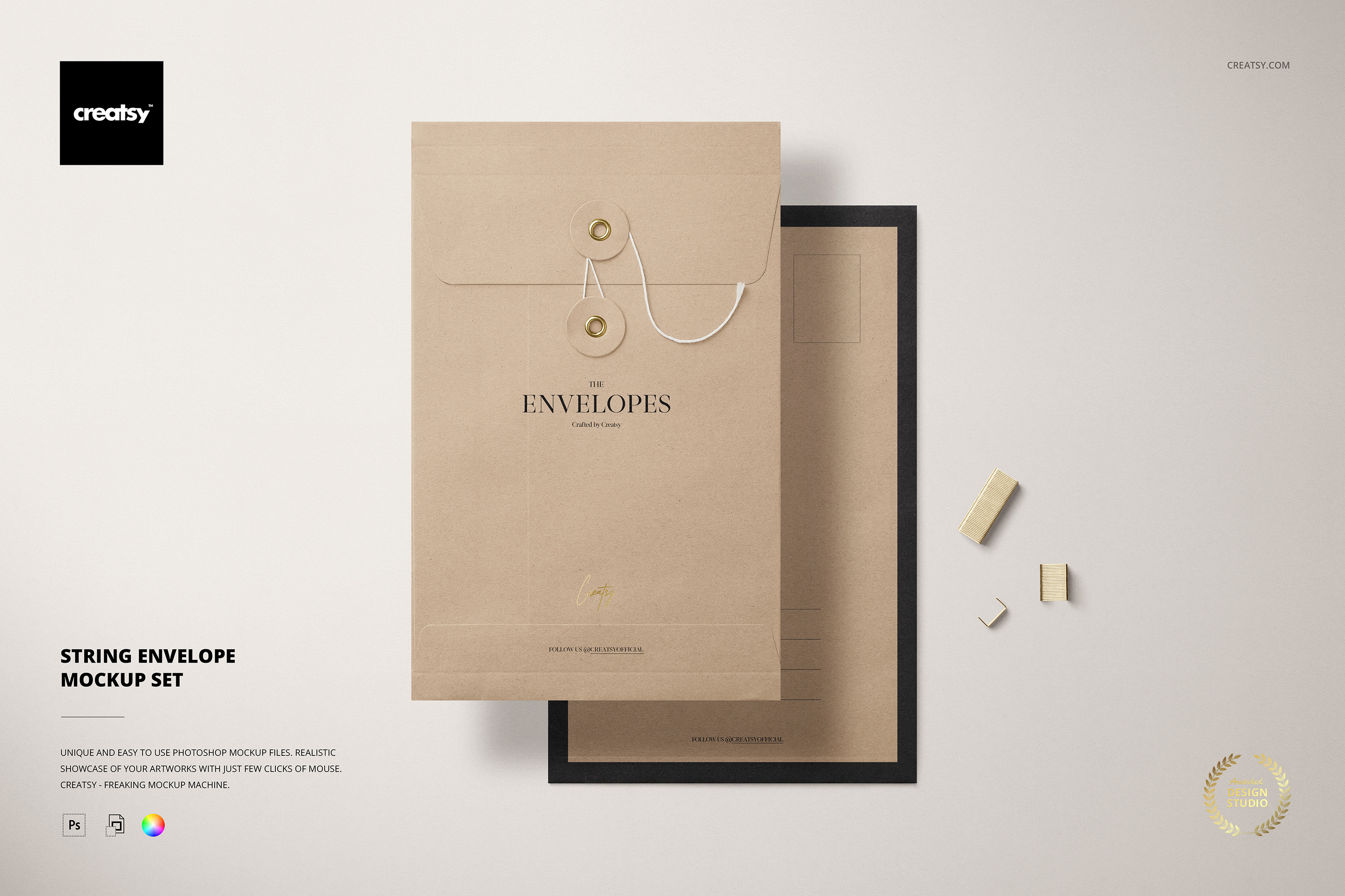 String Envelope Mockup Set, a Product Mockup by creatsy5