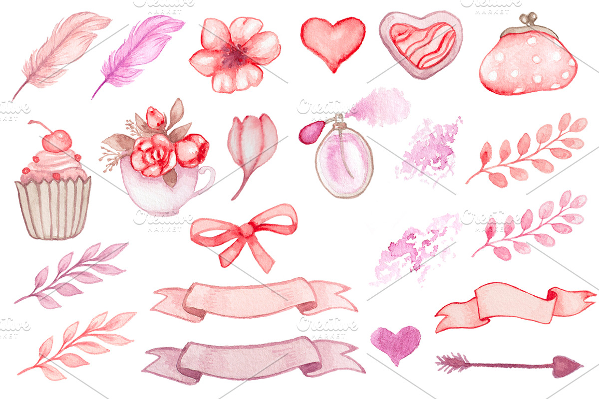 Romantic Pink Design Elements, an Illustration by Artspace