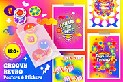 Groovy Retro Posters & Stickers, an Object Graphic by Julie&Taily