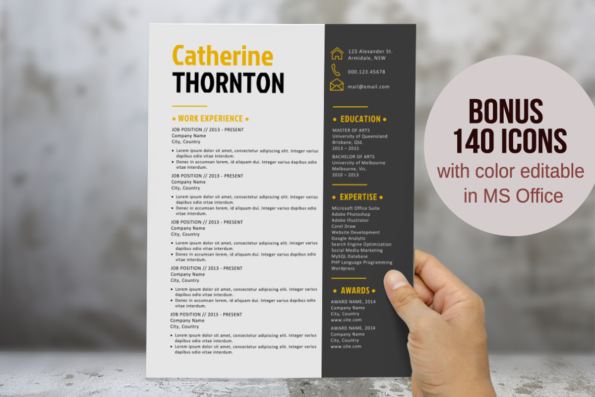 Bold 2 in 1 Word resume template pkg, a Resume Template by Inkpower