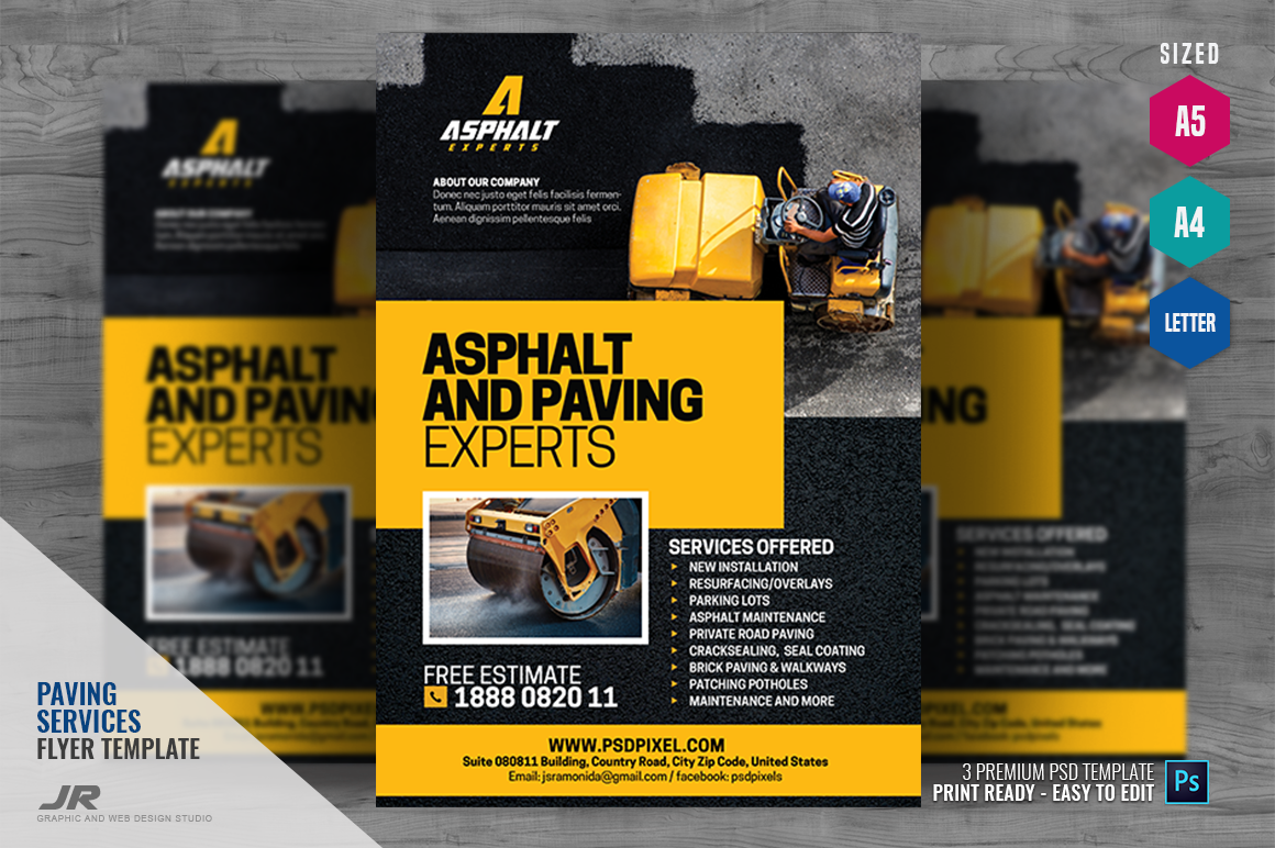 Paving Services Flyer, a Flyer Template by PSDPixel