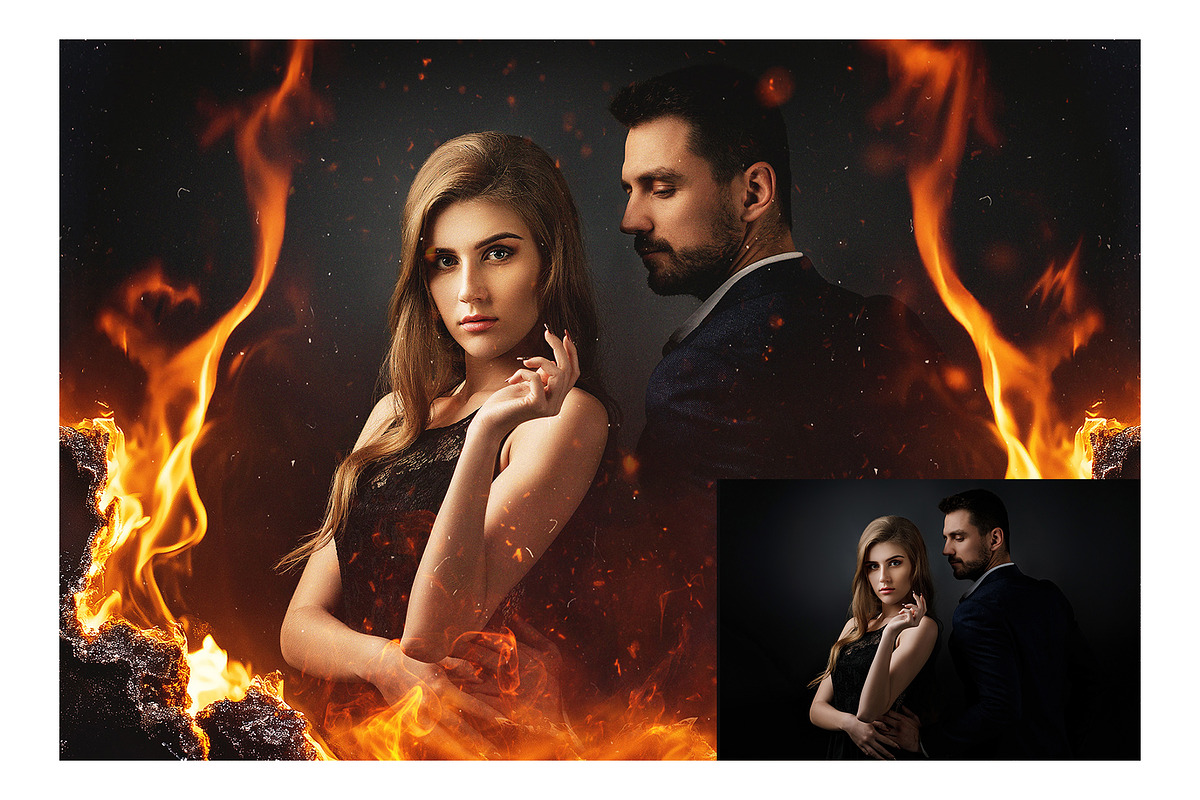 Flame Border Photo Effect Template, a Texture Graphic by DesignerCandies