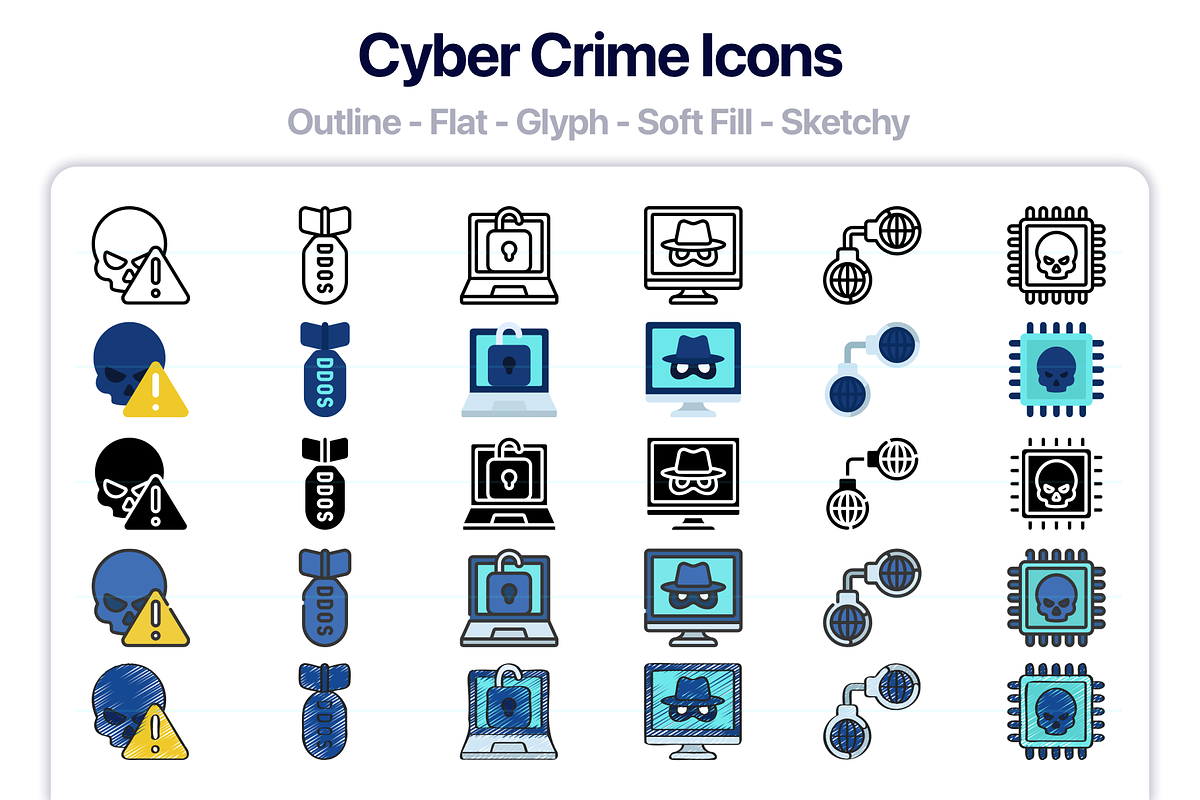 500 Cyber Crime Vector Icons, an Outline Icon by Juicy Icons