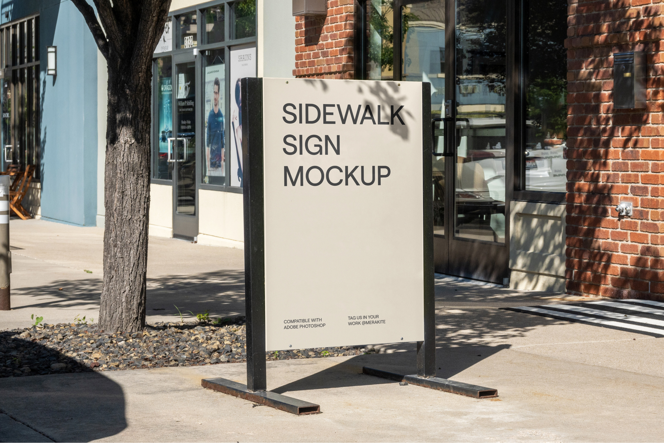 Sidewalk Poster Storefront Mockup PSD