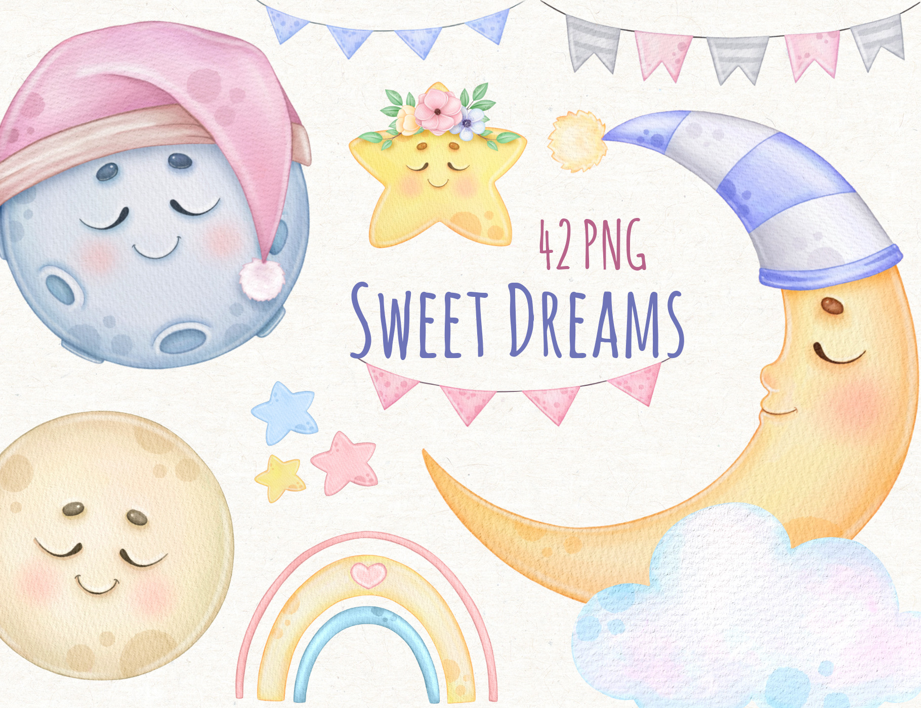 Good Night, Sleeping Clipart, an Illustration by ekossa_art