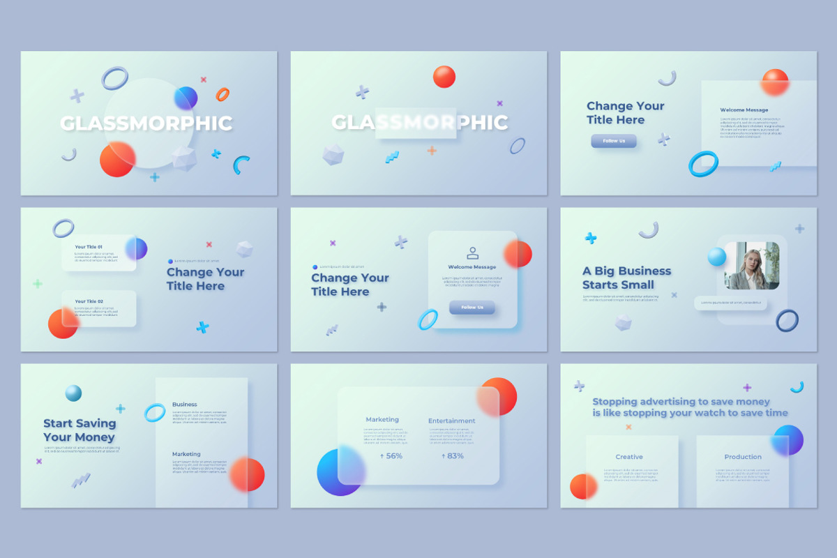 Glassmorphism PowerPoint Template, a Presentation Template by Abert