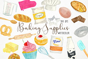 Watercolor Baking Clipart, a Food Illustration by Paulaparaula