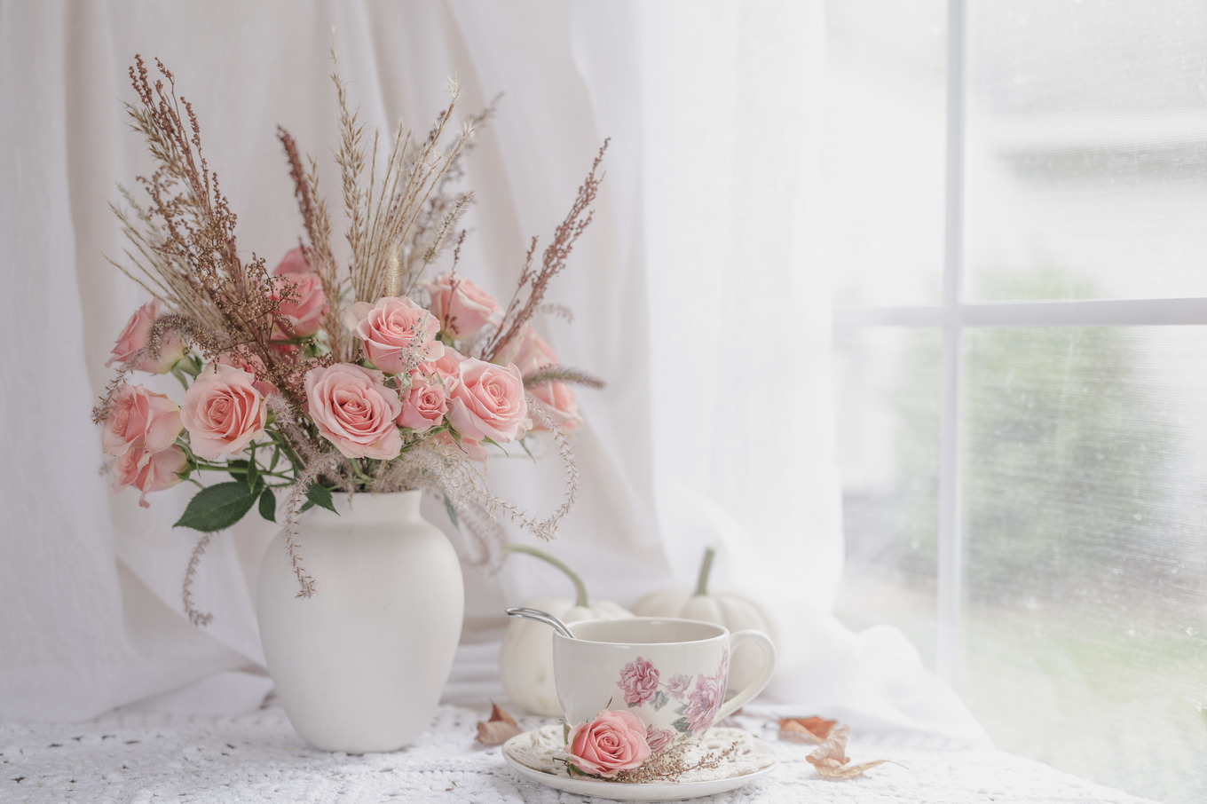 Autumn Tea and Roses, a Holiday Photo by Tina Thelen Photography
