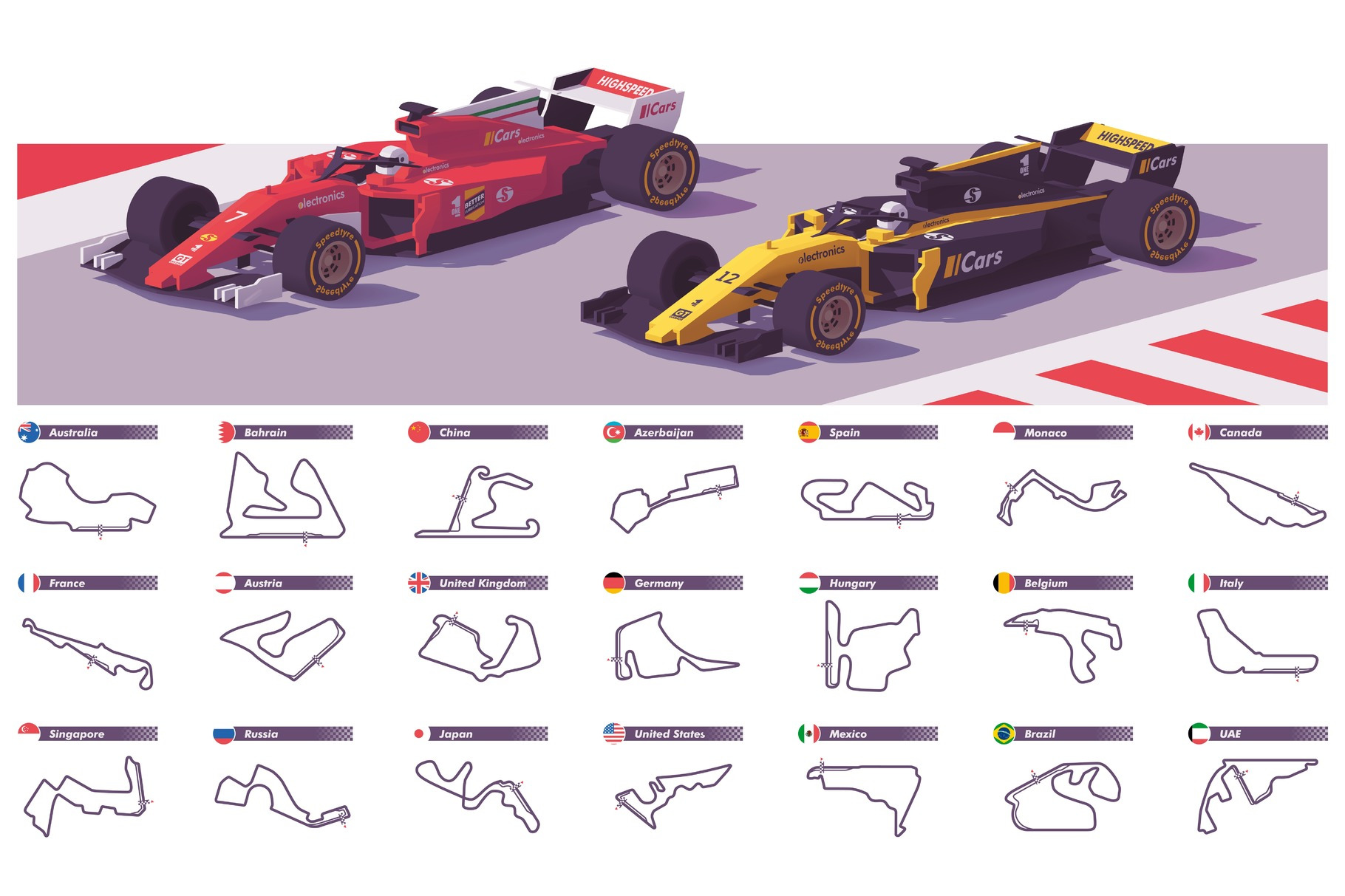 Vector motor racing tracks | Illustrations ~ Creative Market