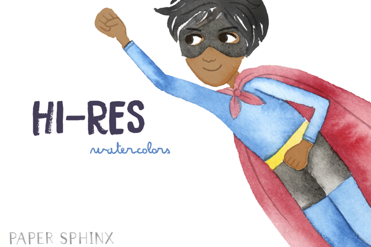 Watercolor Superhero Clipart - Boys, an Illustration by PaperSphinx