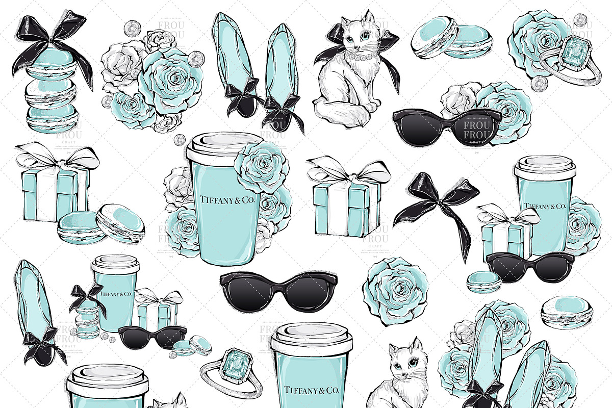 Breakfast At Tiffany Cat Clip Art, an Illustration by Frou Fou Craft ...