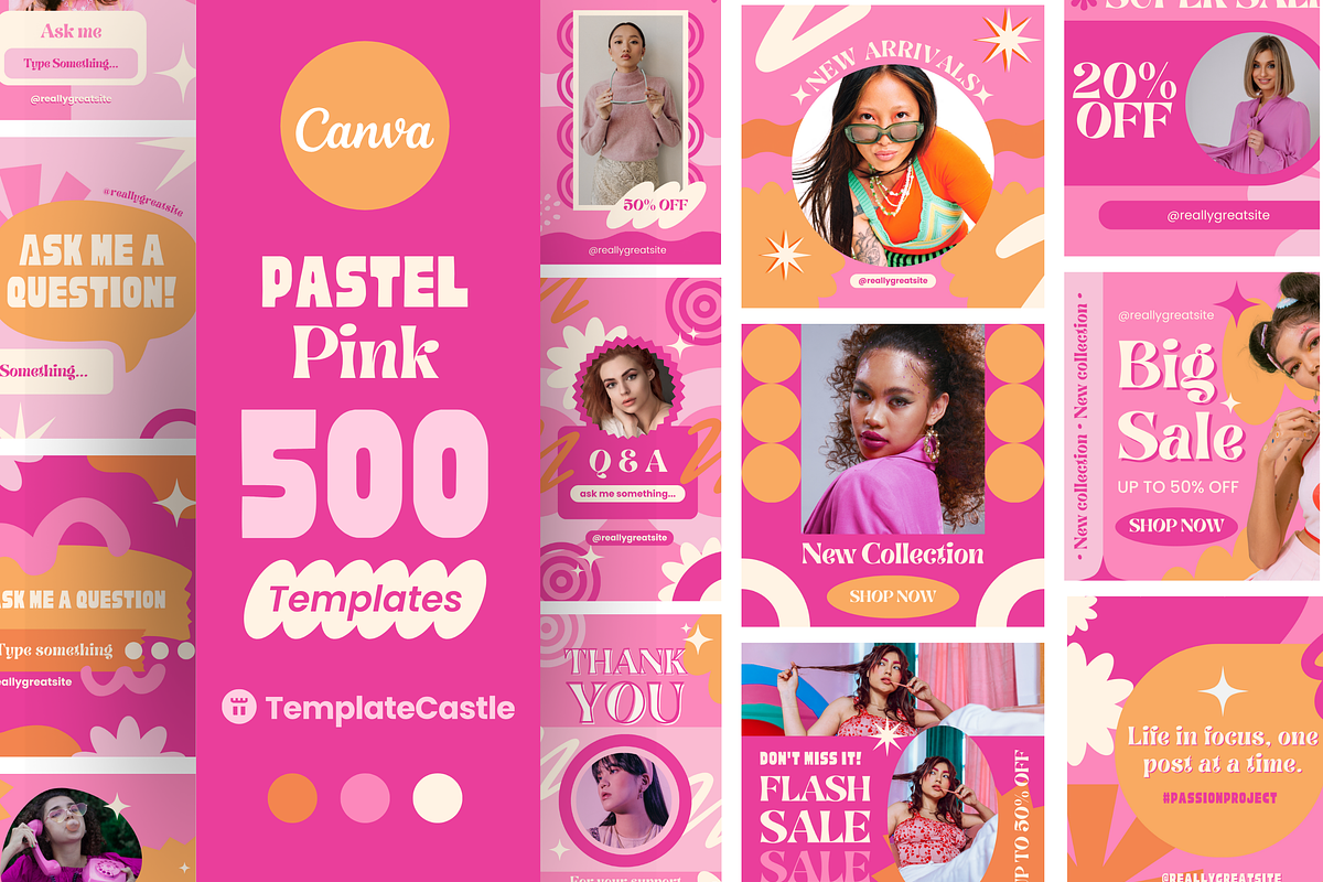 500 Pink Pastel Canva Templates