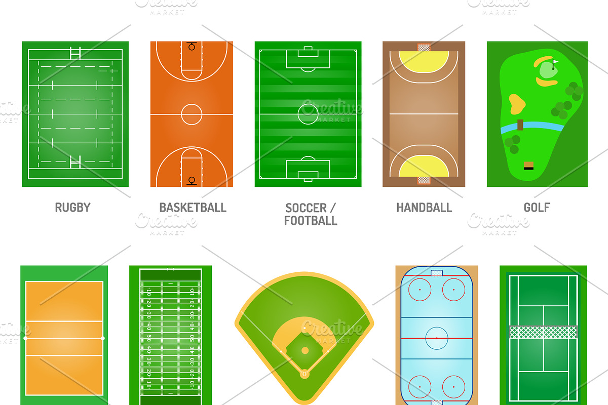 Playing fields vector set, an Illustration by Vectorstockersland