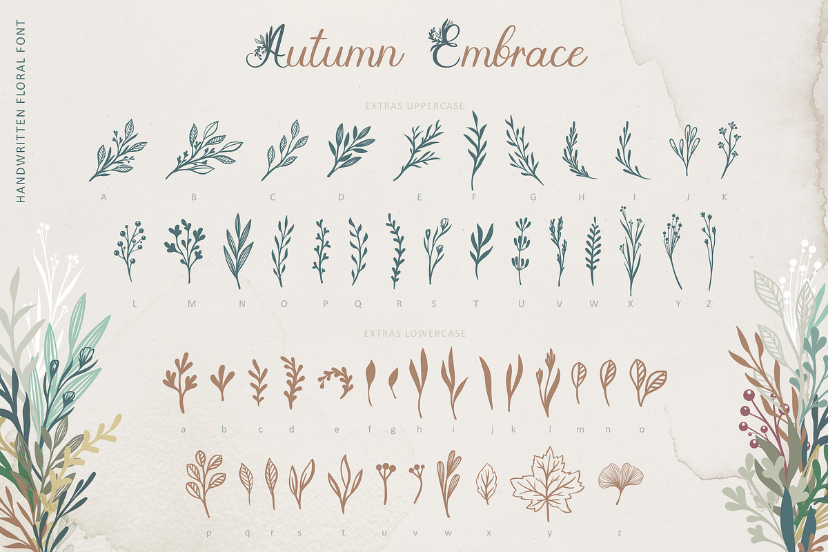 Autumn Embrace Floral Font, a Script Font by AnMark