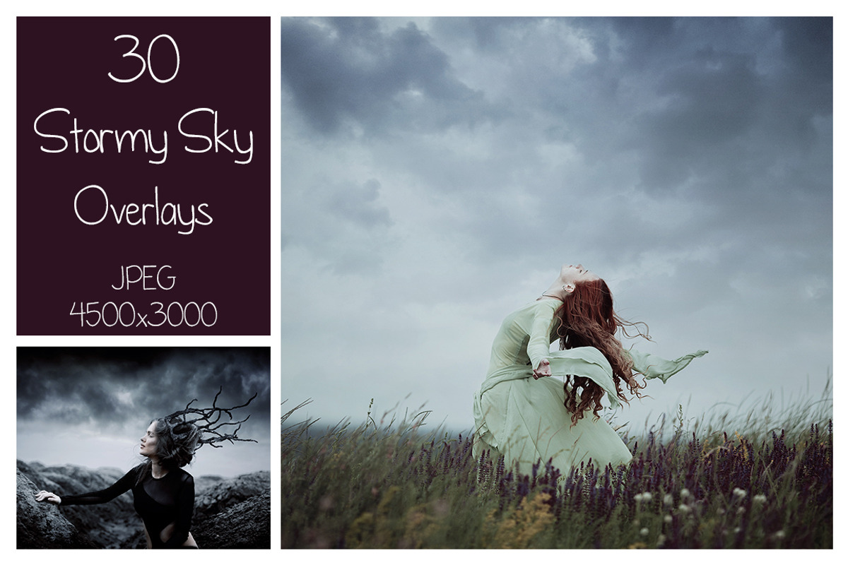 30 Stormy Sky Overlays, a Texture Graphic by LovePhotoMoment