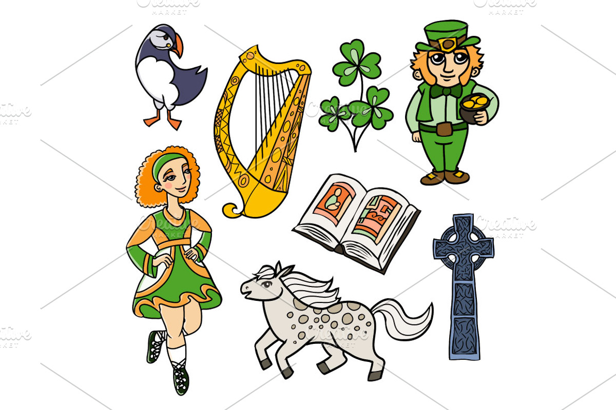 Cartoon map of Ireland +bonus, an Illustration by Nata Savina Art