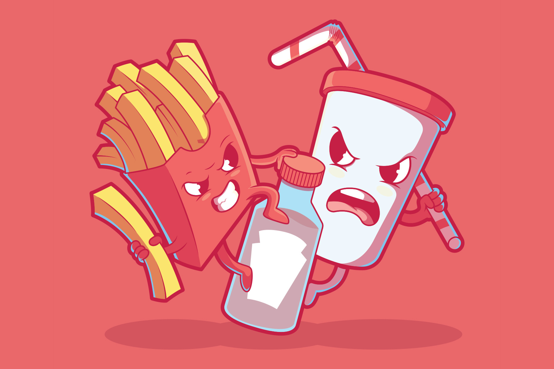 Food Fight!, a Food Illustration by pedrors