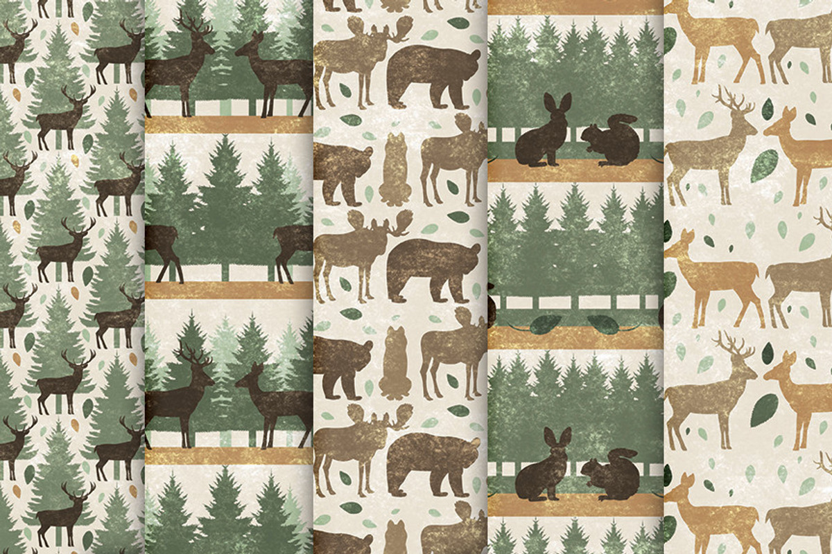 Woodland Animal Paper Patterns, a Pattern Graphic by VizualStorm