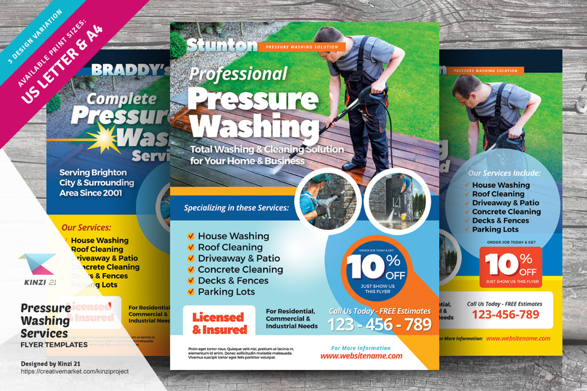 Pressure Washing Services Flyers, a Flyer Template by kinzi21
