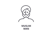 muslim man line icon, outline sign, linear symbol, vector, flat ...