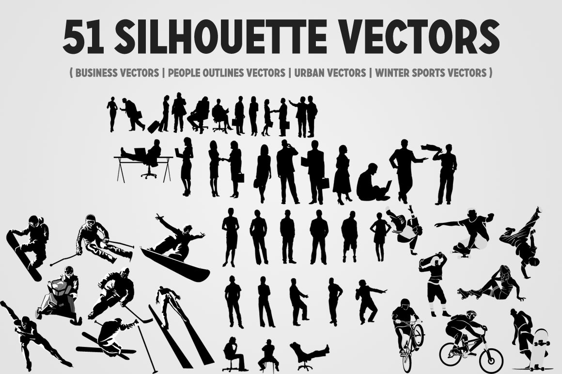 51 Silhouettes Mega Vector Pack, an Object Graphic by FanExtra