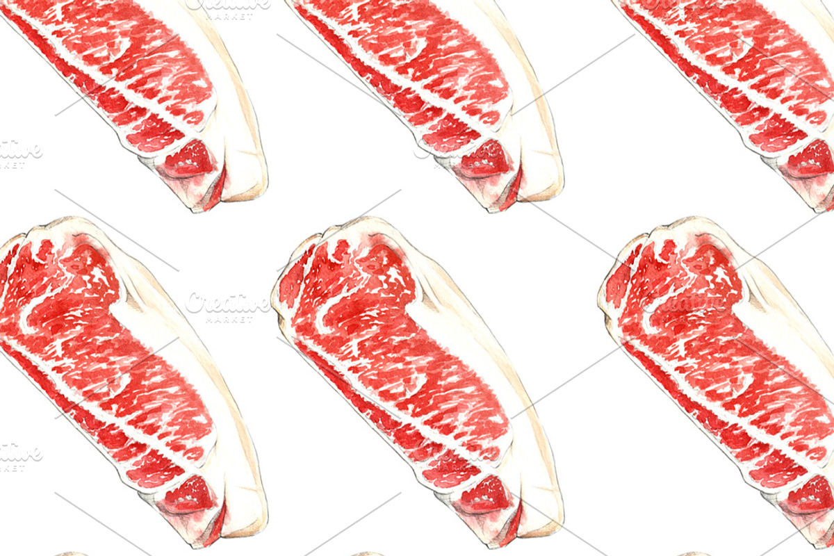 Fresh Meat Watercolor, a Food Illustration by wedraw