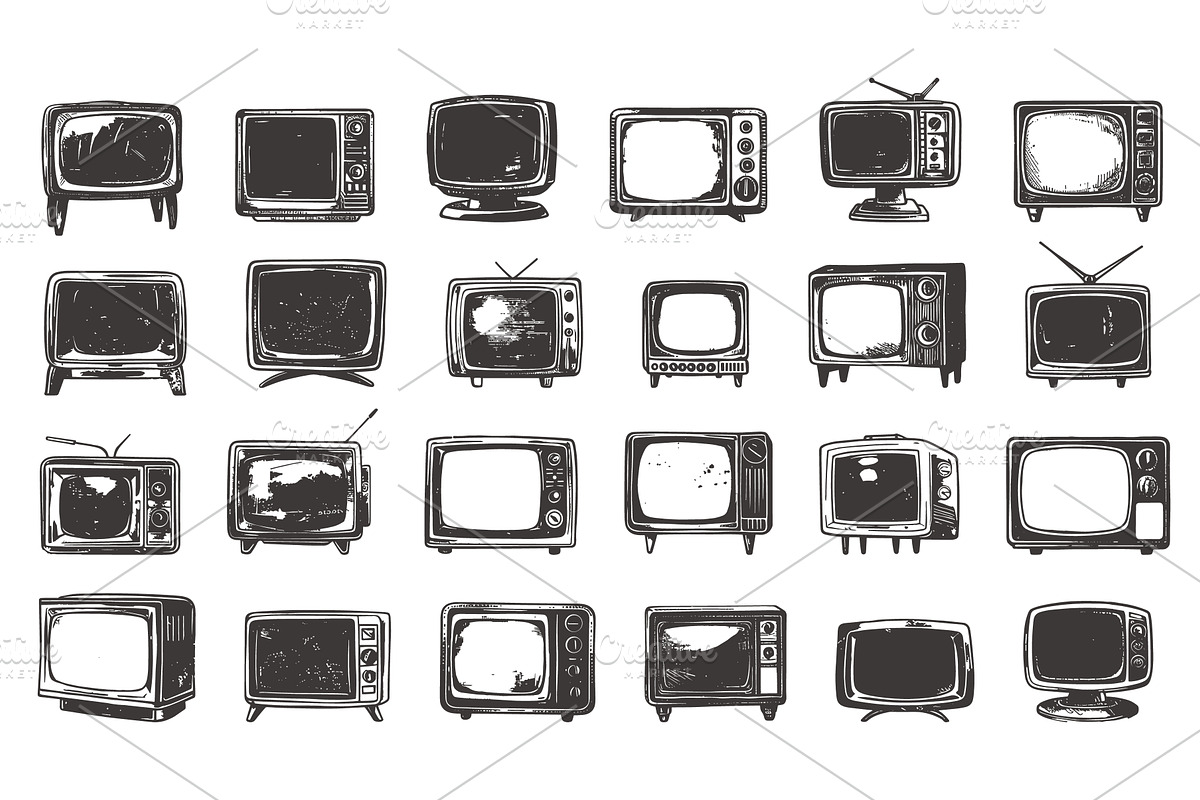 Vintage TV Icons Set Tattoo Design, an Object Illustration by LadadikArt