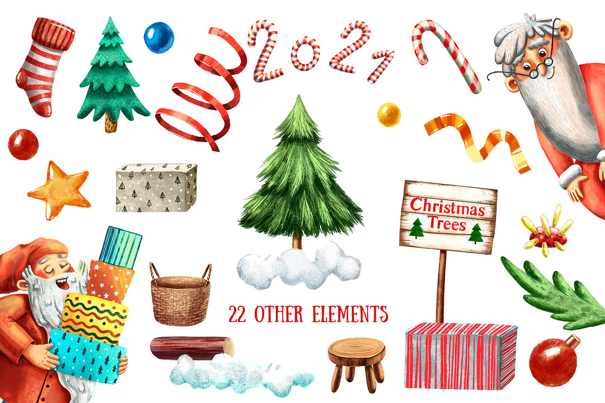 Santa's Adventure - Clip Art Set, a Texture Illustration by Mashamashastu