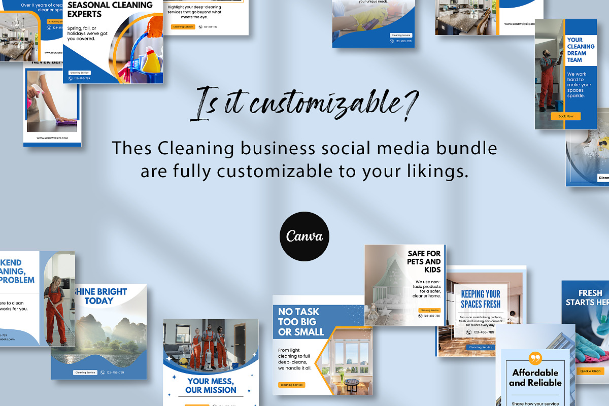 Cleaning Business Canva Bundle, a Social Media Template by Snapybiz