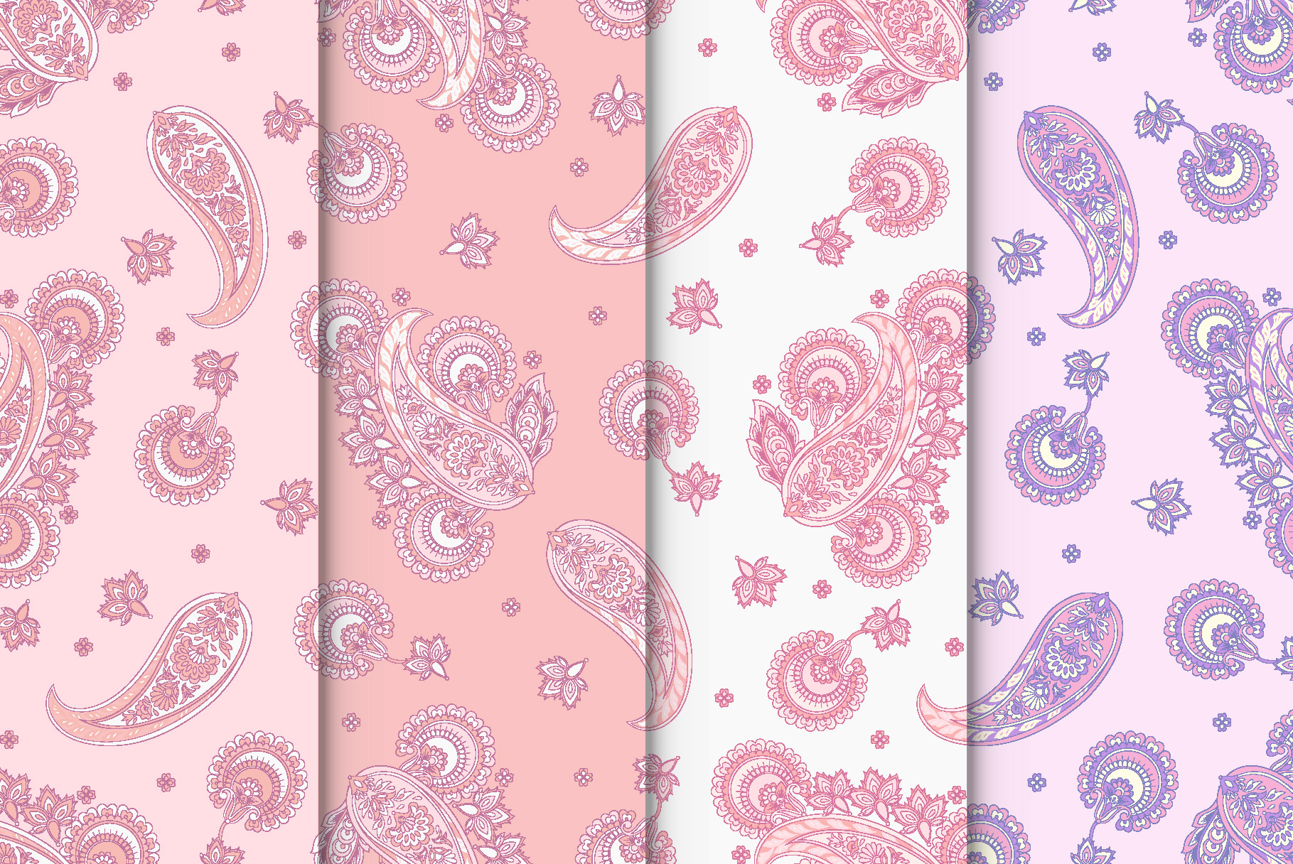 Paisley pink seamless patterns