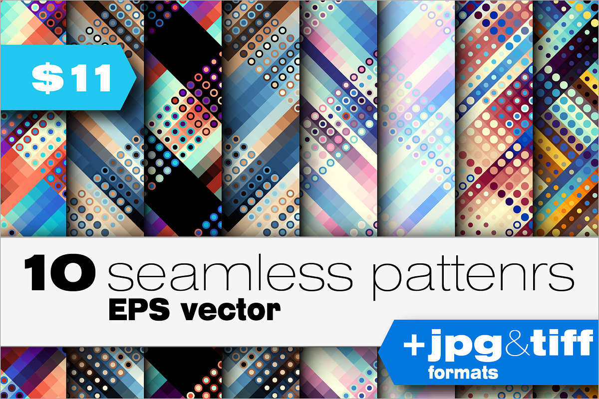 10 seamless chevron patterns, a Pattern Graphic by tkdesign