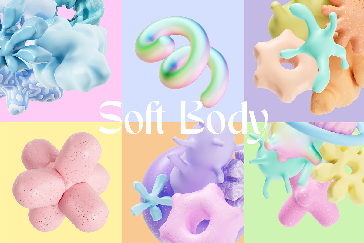 Soft Body 3D Abstract Shapes PNG, a Graphic by LarysaZabrotskaya