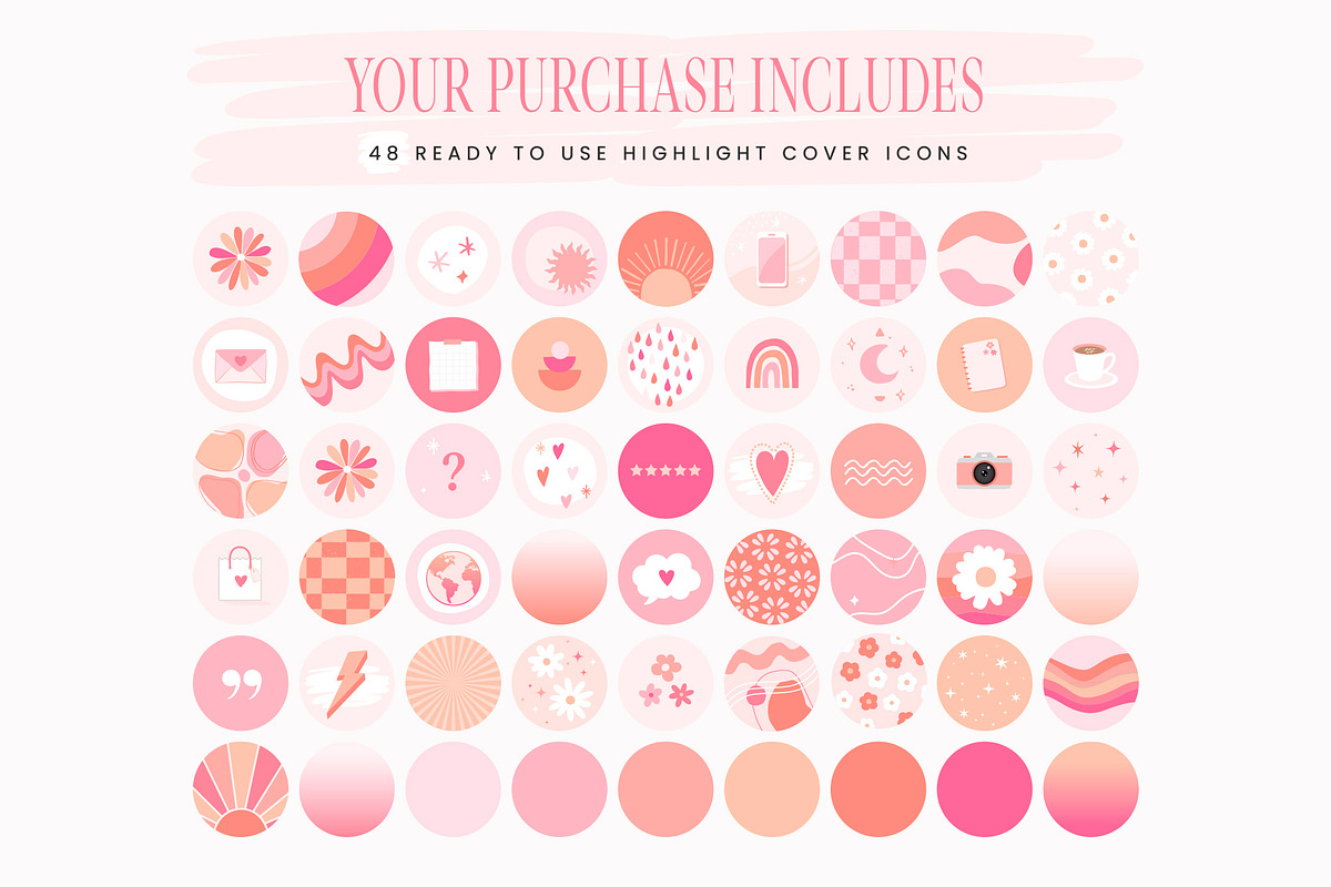 Pink Peach Retro Instagram Icons, a Social Media Template by Summit Avenue