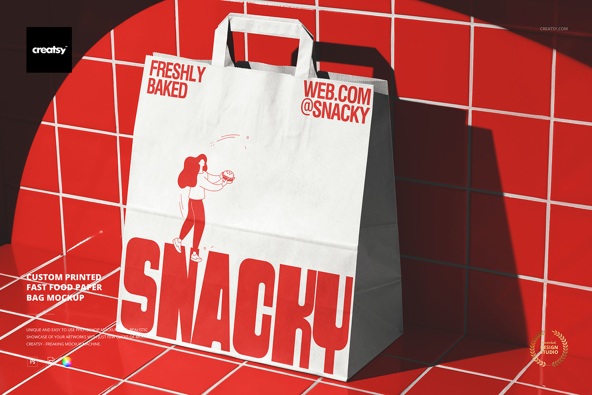 Custom Fast Food Paper Bag Mockup, a Packaging Mockup by creatsy5