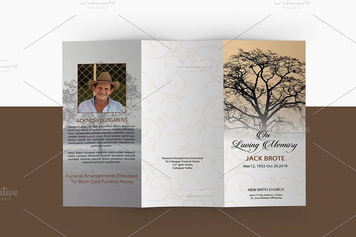 Trifold Funeral Template - V849, a Brochure Template by Template Shop