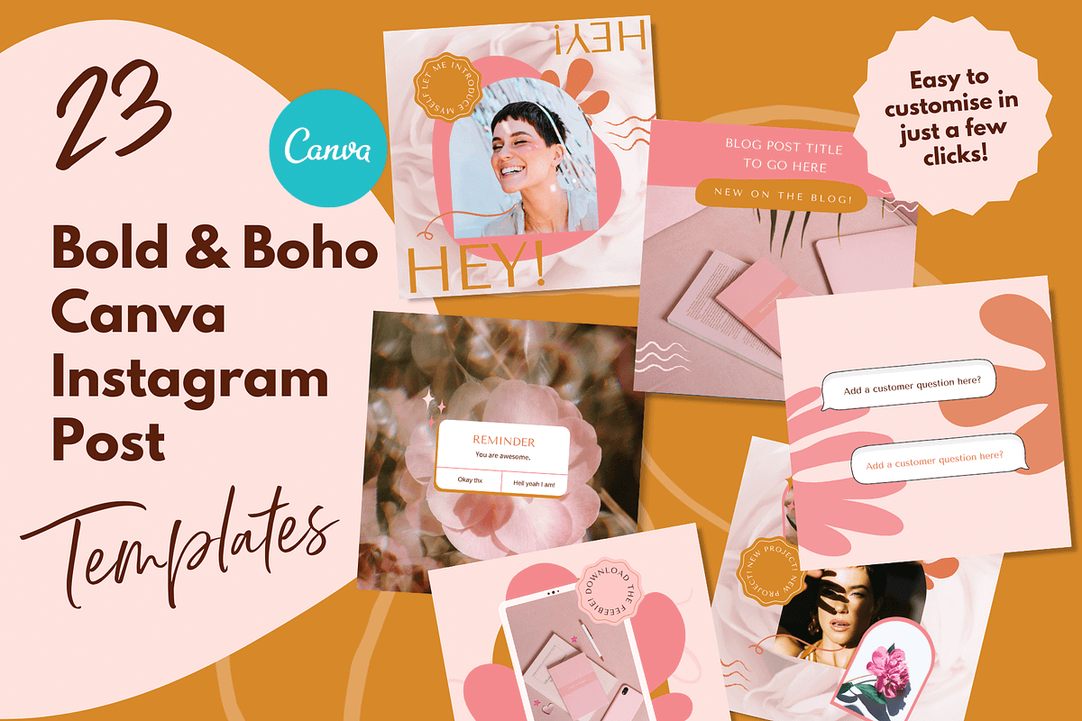 Boho Canva Instagram Post Templates, a Social Media Template by Kurly ...