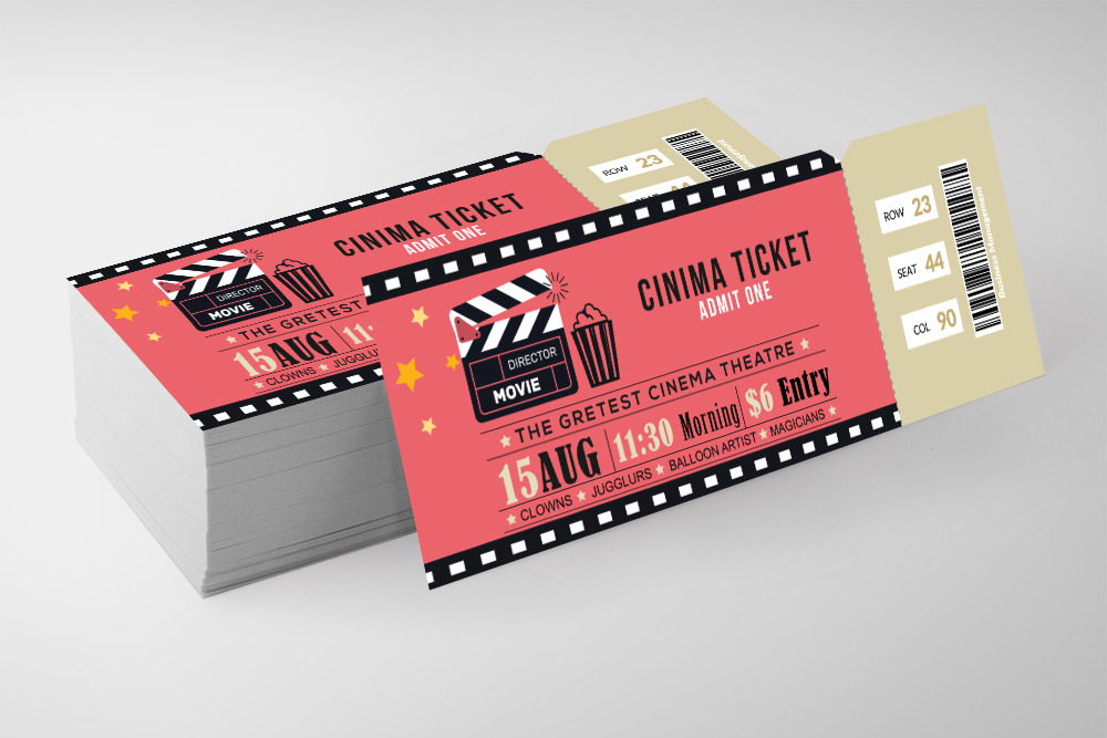 Cinema Ticket Print Templates, an Invitation Template by Psd Templates