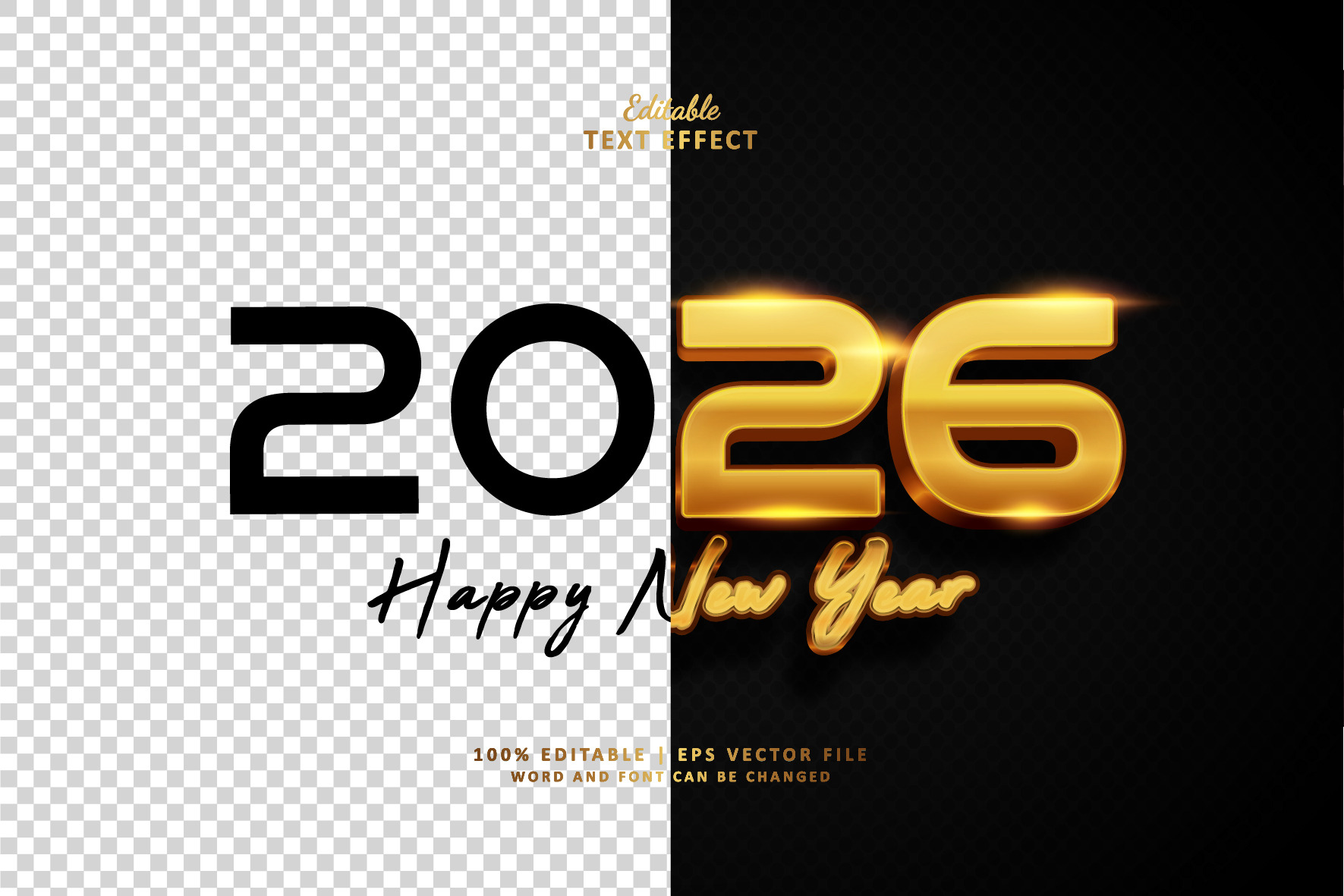 Text Effect Happy New Year 2026, a Layer Style Add-On by Navy Graphic
