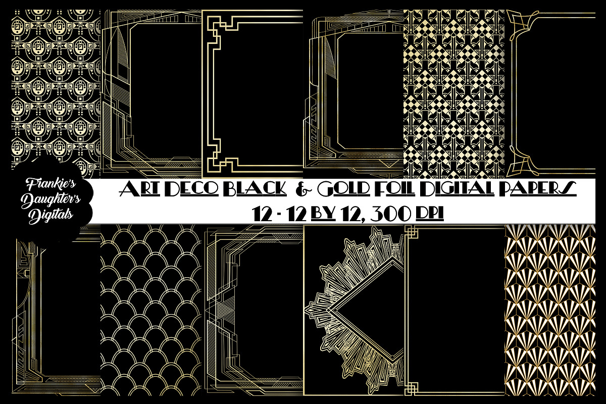 Art Deco Gold Foil Digital Papers, a Pattern Graphic by ...
