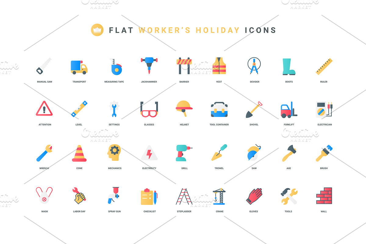 Equipment work construction icons, an Illustration by Lemberg Vector