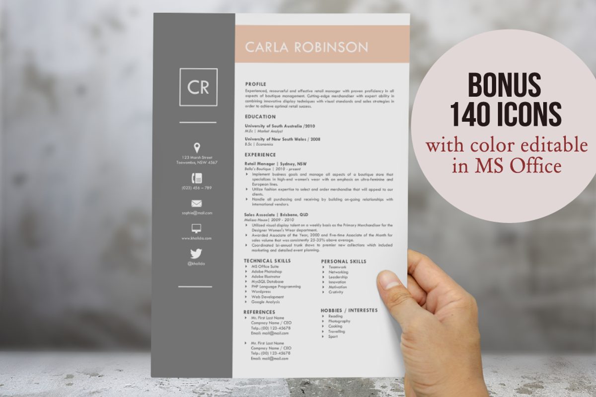 2 in 1 modern resume for Word, a Resume Template by Inkpower