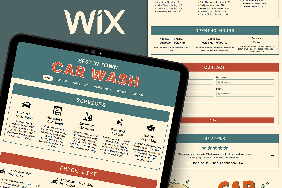 Car Wash Wix Studio Website, a Wix Template by Kitteeh