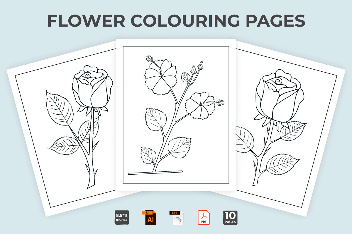 Flower coloring page vector for kids