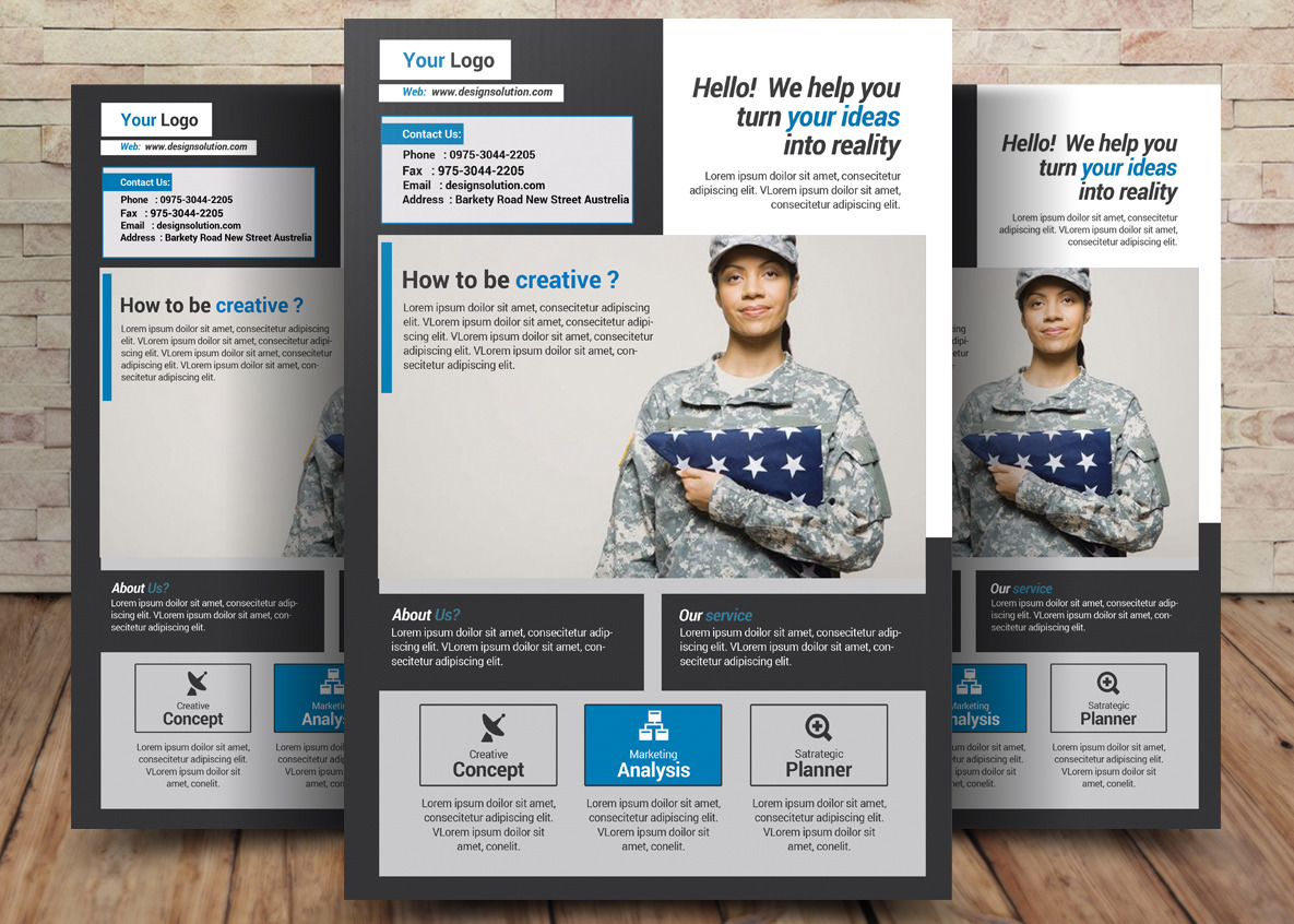 Military Flyer, a Flyer Template by graphicforest